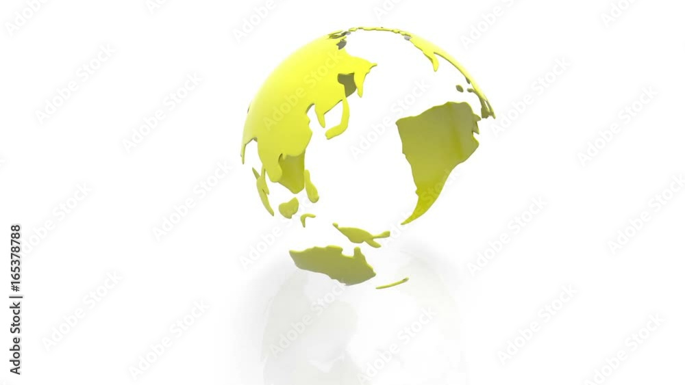 Rotating model of the continents of planet earth on a white background ...