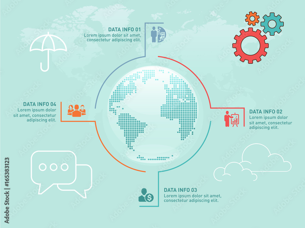 World map infographic vector design. Infographic design template, earth ...