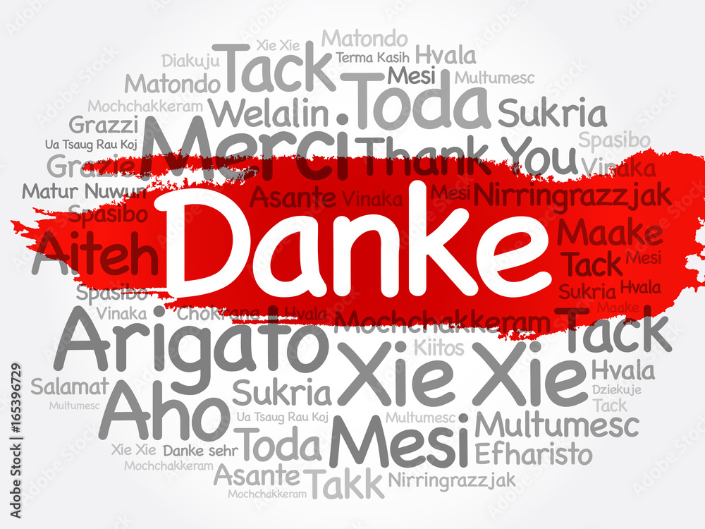 Danke (Thank You in German) Word Cloud background, all languages ...
