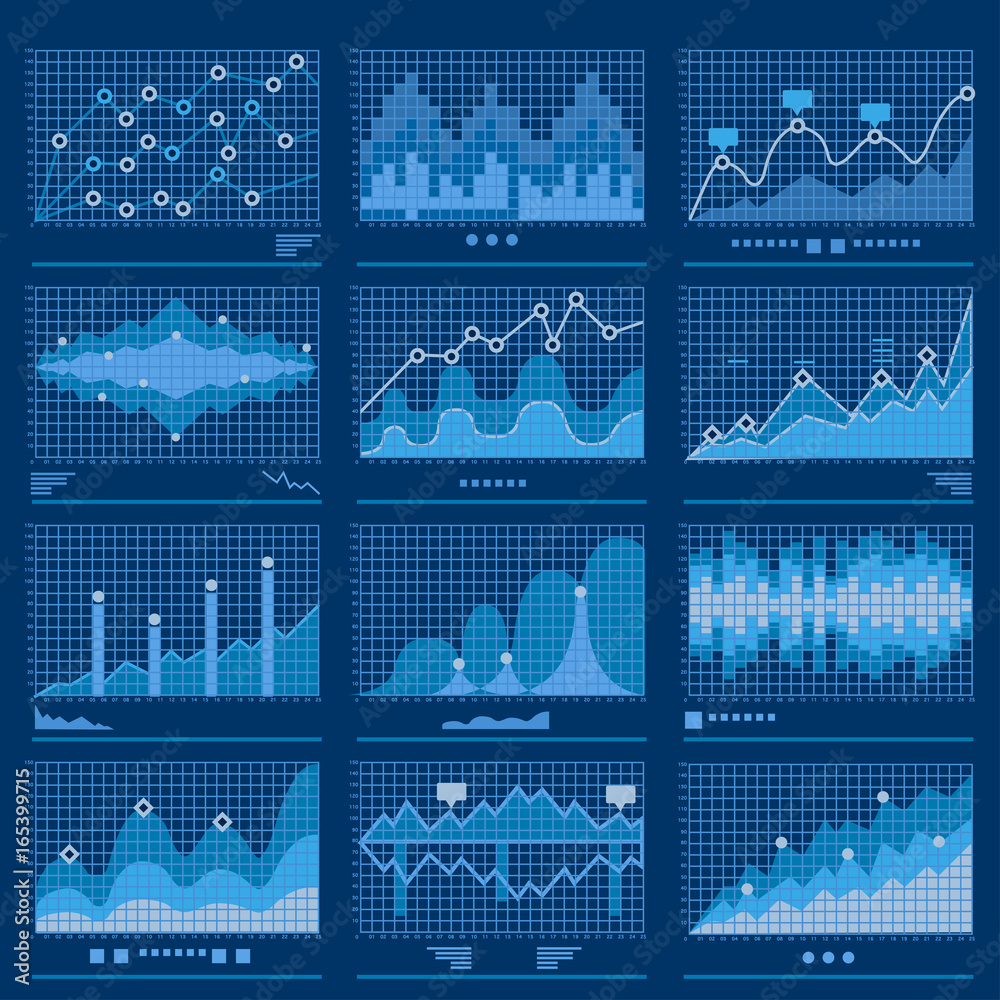 Big data blueprint data analytics blue background vector illustration ...