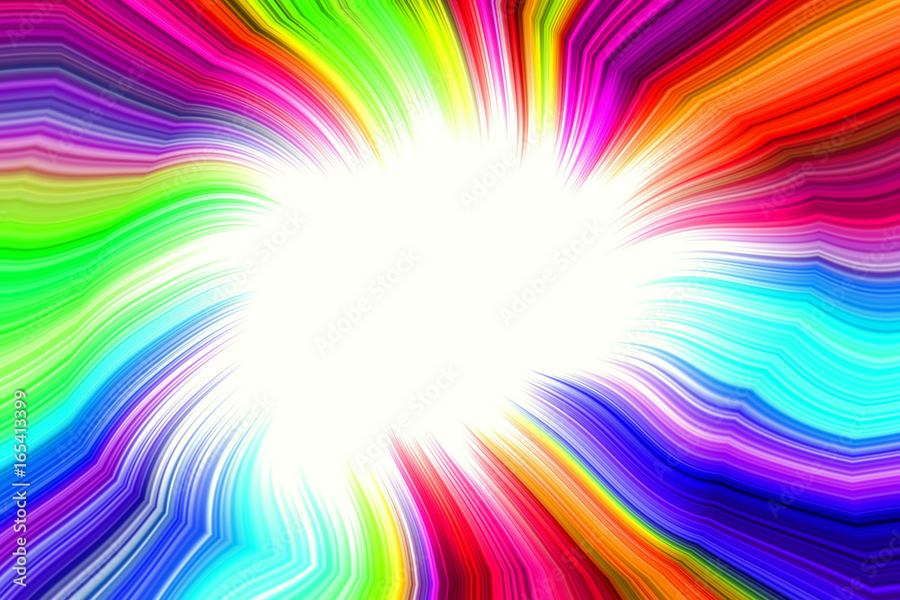 Bright rainbow spectrum of colors radial converging lines background ...