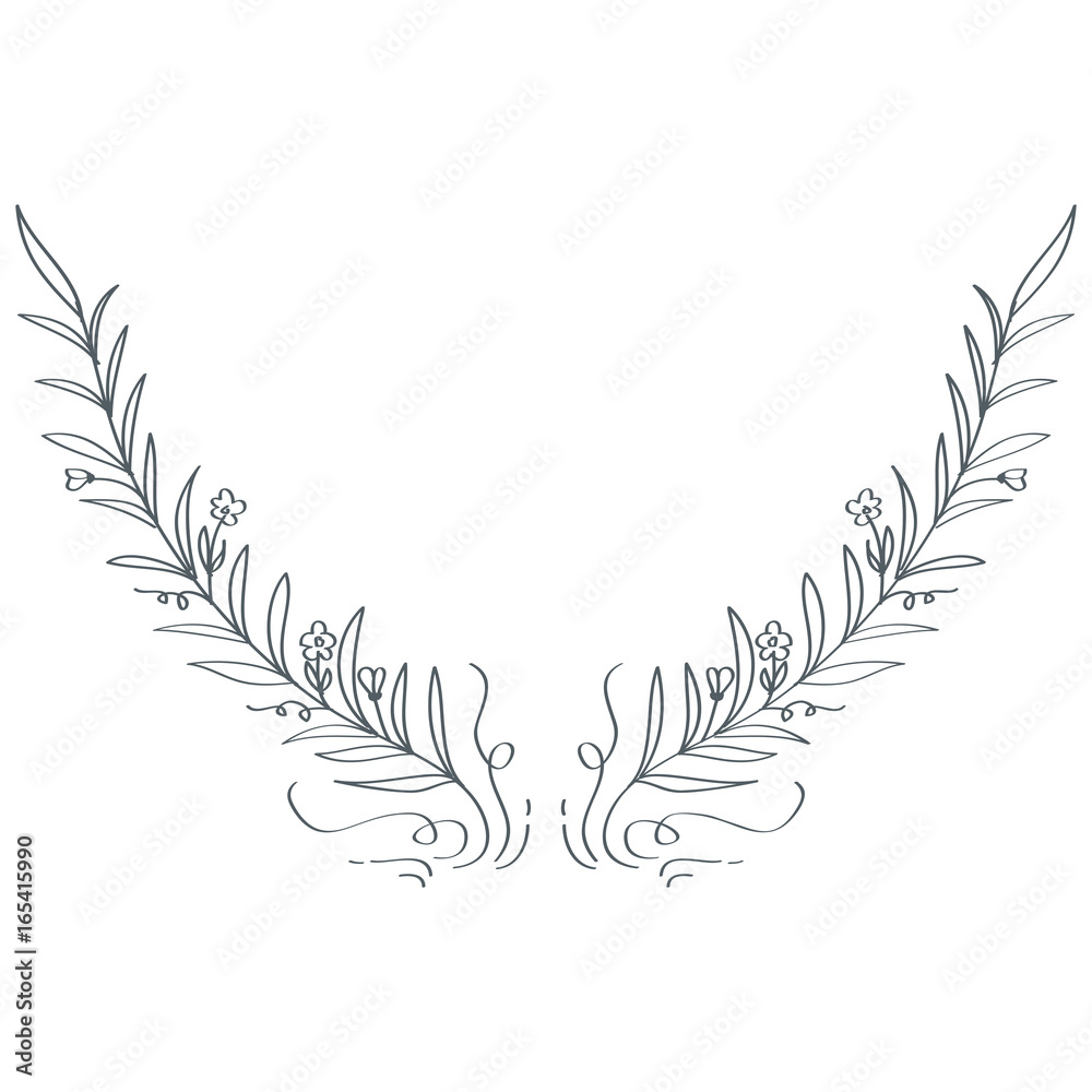 Hand drawn floral laurel decorative element Stock Vector | Adobe Stock