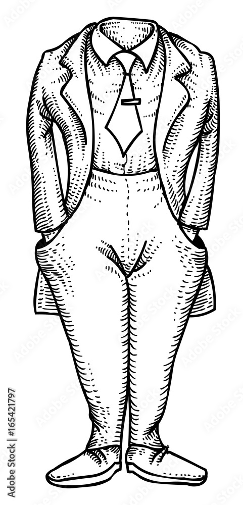 Cartoon image of headless man. An artistic freehand picture. Stock ...