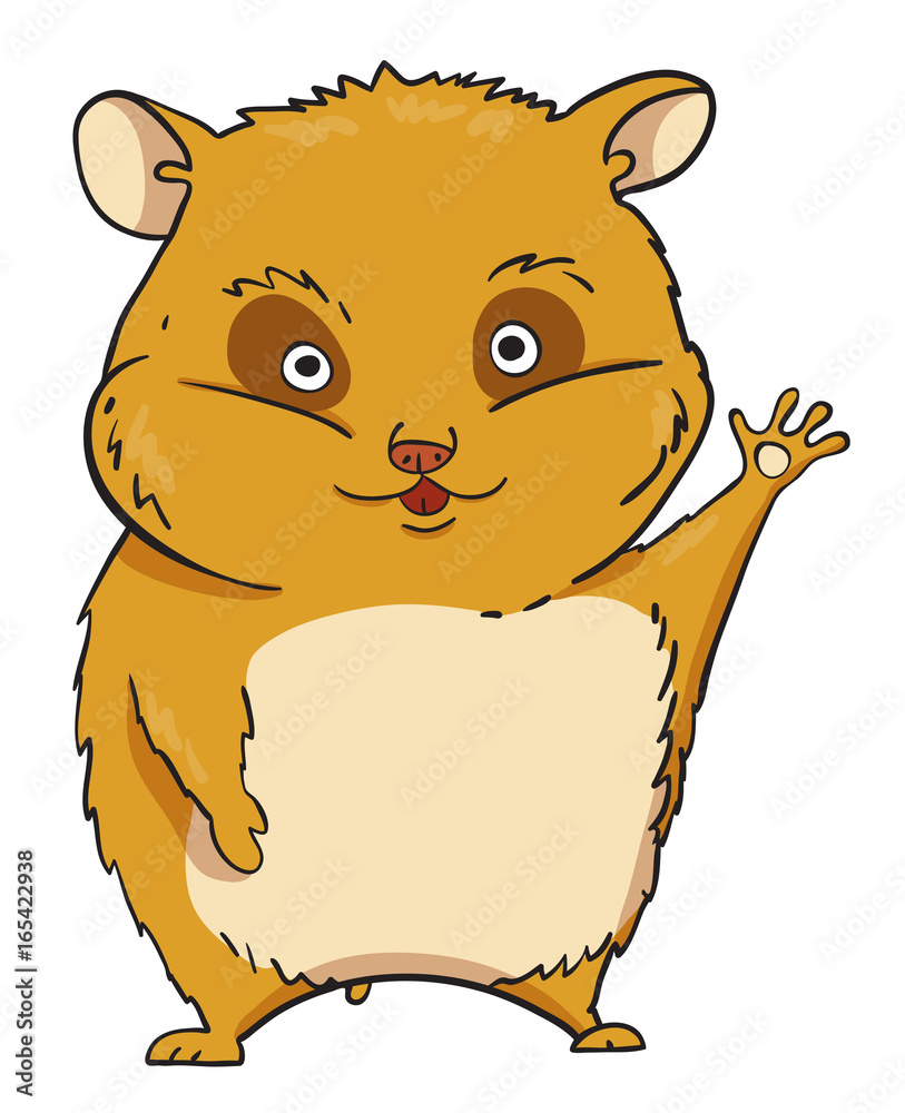 Cartoon image of waving hamster. An artistic freehand picture. Stock ...