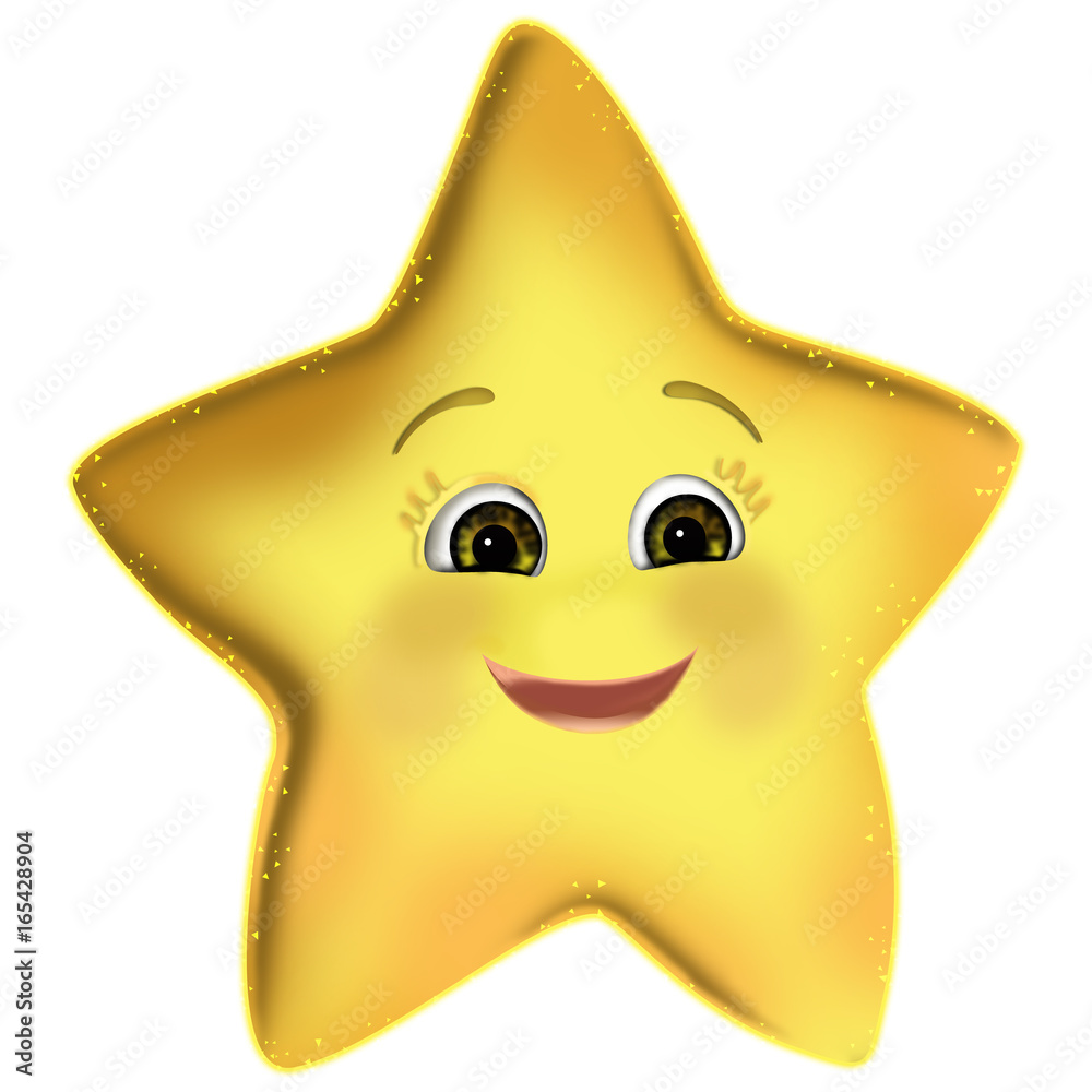 Big single yellow twinkle star on an isolated white background Stock ...