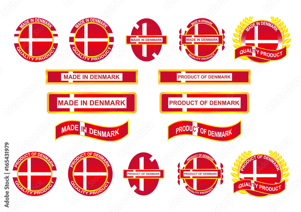 Icon and country logo infographic. Made in Denmark. Vector EPS10 Stock ...