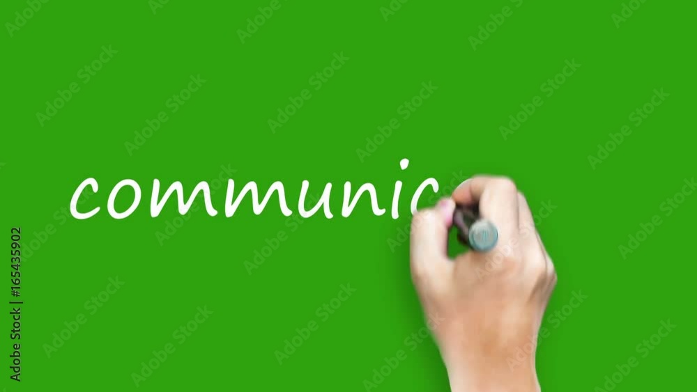 Communication - Writing with marker on green screen - Business concept ...