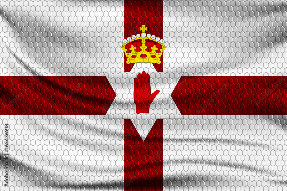 National flag of Northern Ireland on wavy fabric with a volumetric ...
