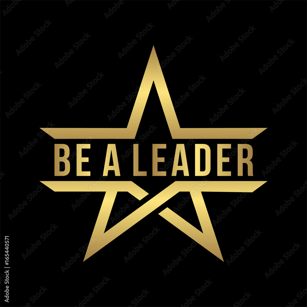 be a leader lettering design with abstract gold star logo icon isolated ...