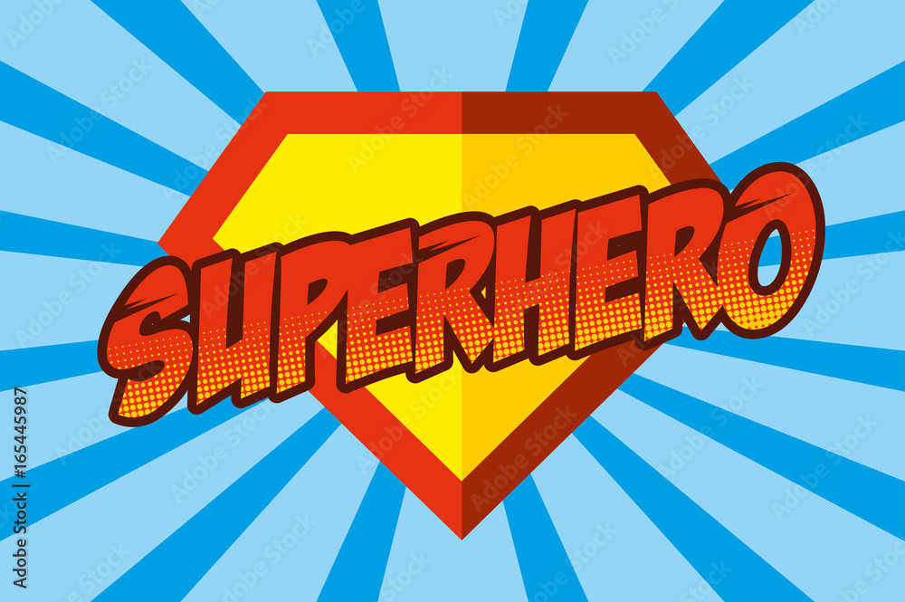 Superhero logo, pop art background Stock Vector | Adobe Stock