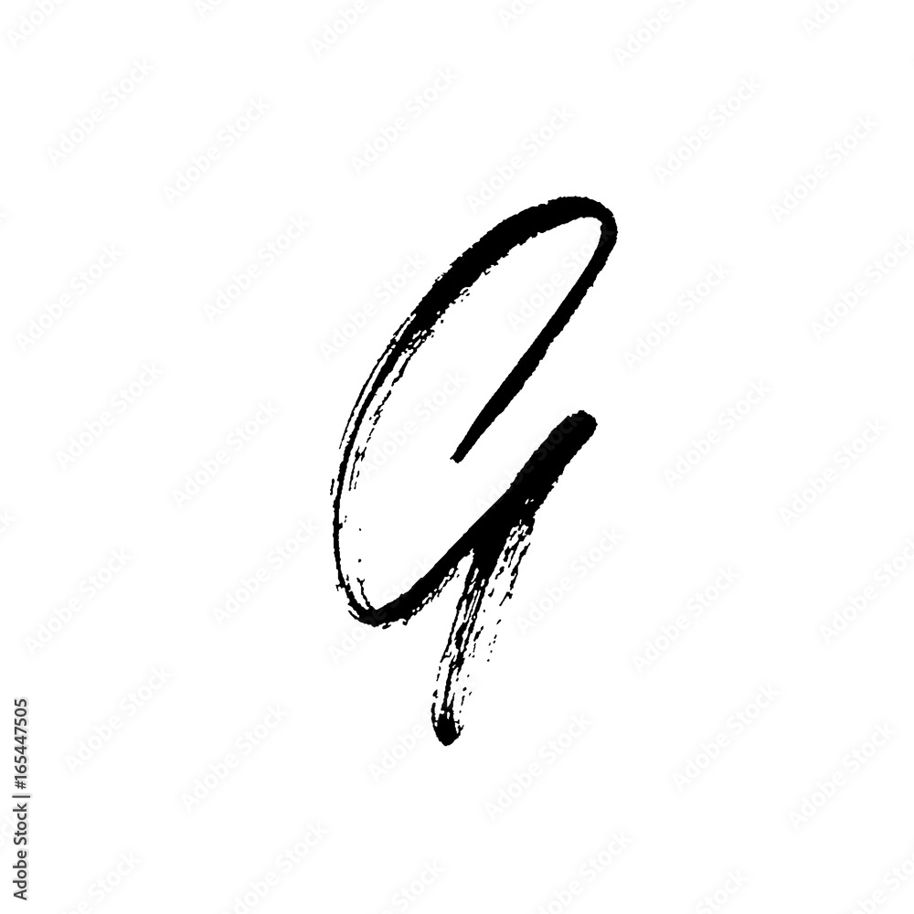 Letter G. Handwritten by dry brush. Rough strokes font. Vector ...