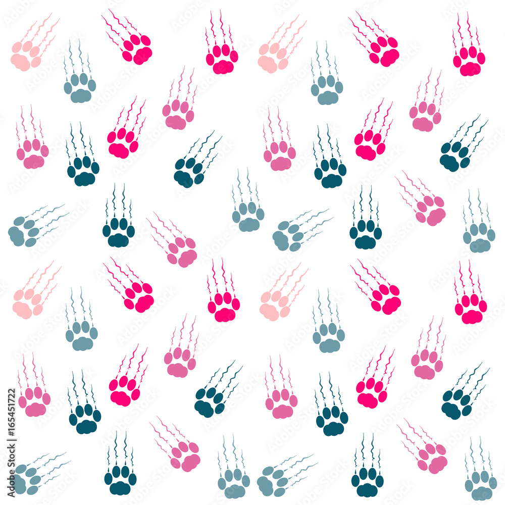 Color cat paws with claws and scratches on white background. Vector ...