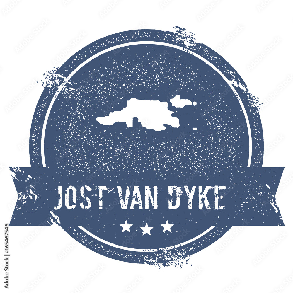 Jost Van Dyke logo sign. Travel rubber stamp with the name and map of ...