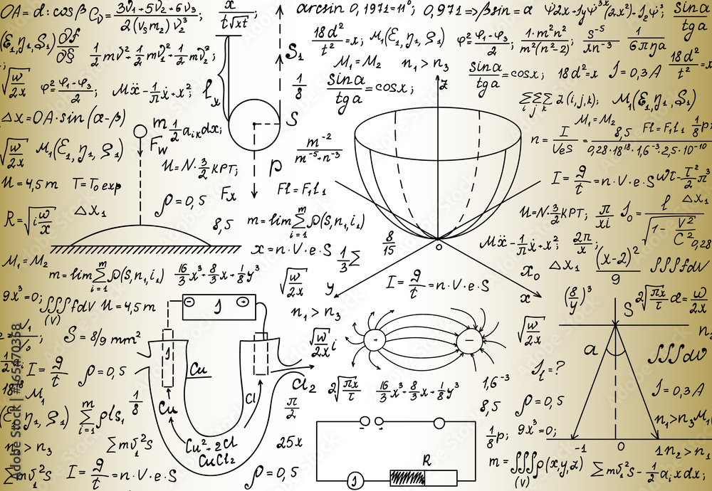 Scientific vector seamless pattern with physical and mathematical ...