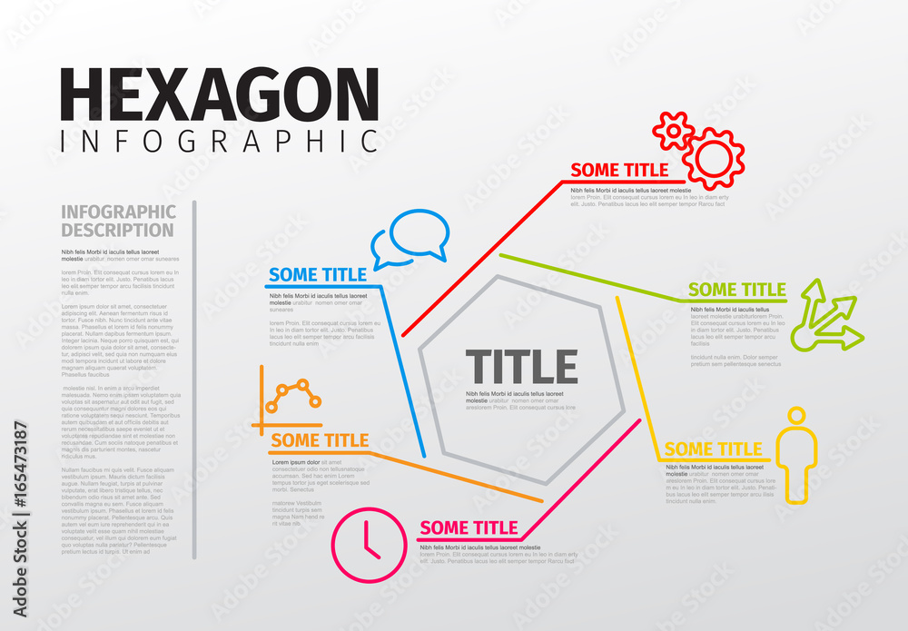 Vector Infographic thin line hexagon template Stock Vector | Adobe Stock