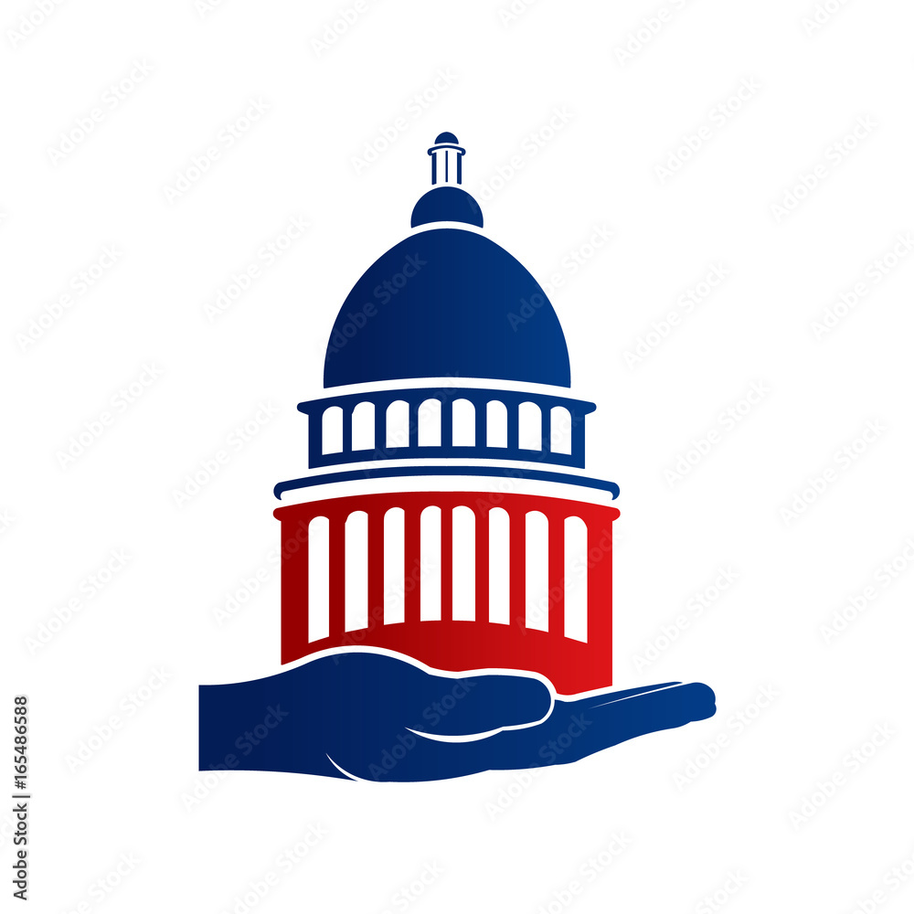 Capitol Hold in Hand Logo Illustration Stock Vector | Adobe Stock
