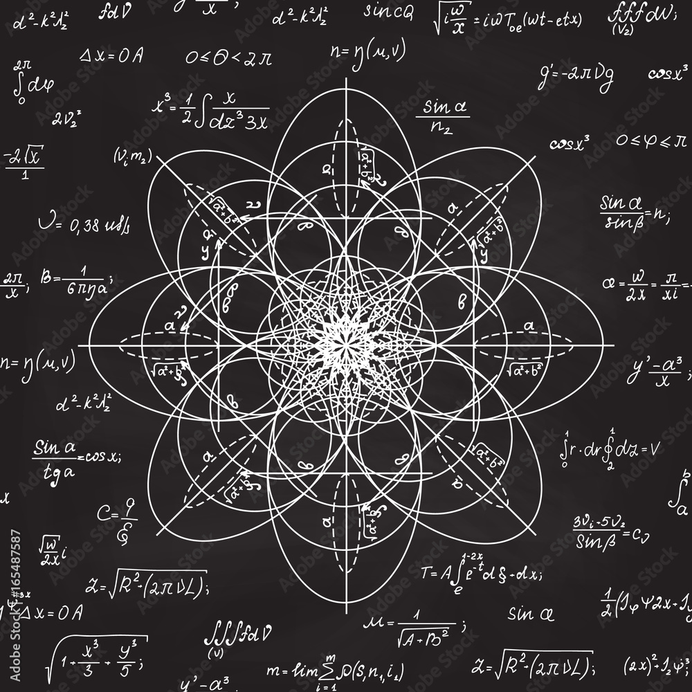 Scientific math vector seamless pattern with physical and mathematical ...