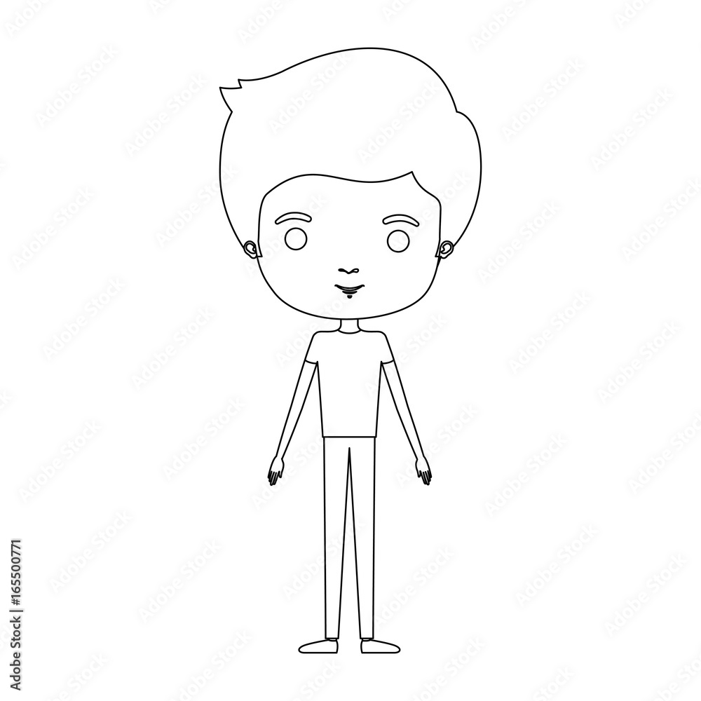 silhouette caricature thin man in clothes with hairstyle vector ...
