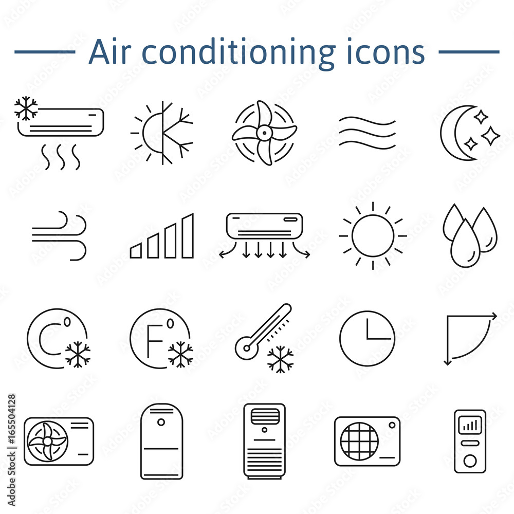Simple set of air conditioning vector icons for your design. Stock ...