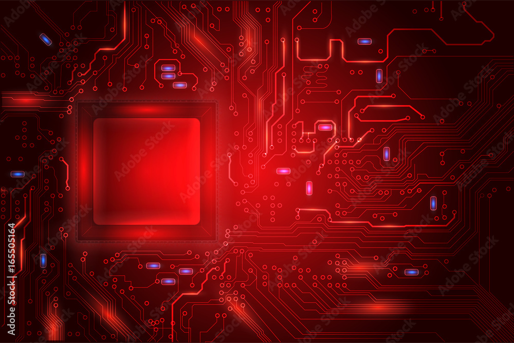 Central Processing Unit (CPU) digital tech red mainboard circuit ...