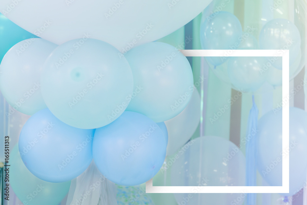 Pastel color balloons with white paper frame. Creative frame layout for ...
