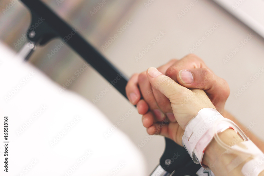 Hopsital Patient Holding Hands and Praying with Husband Before Surgery ...