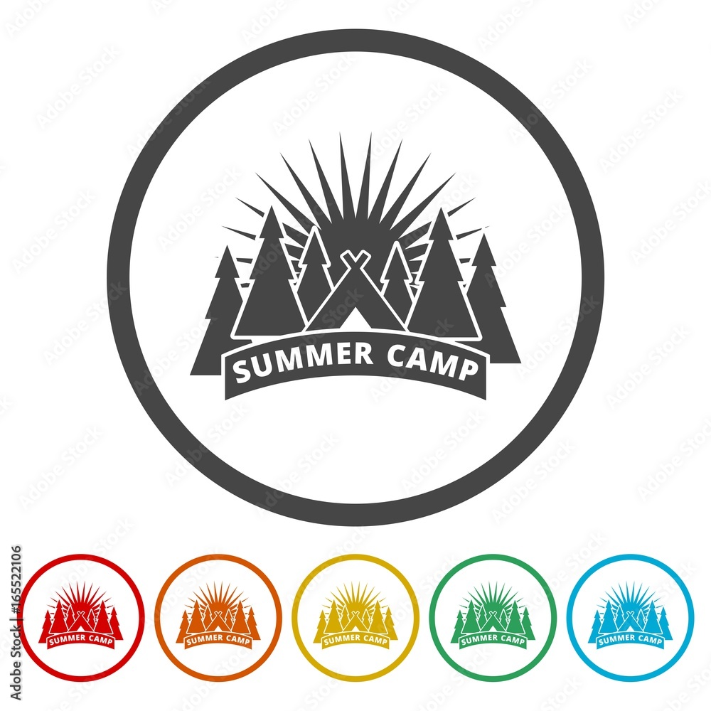 Summer camp icons set - Illustration Stock Vector | Adobe Stock