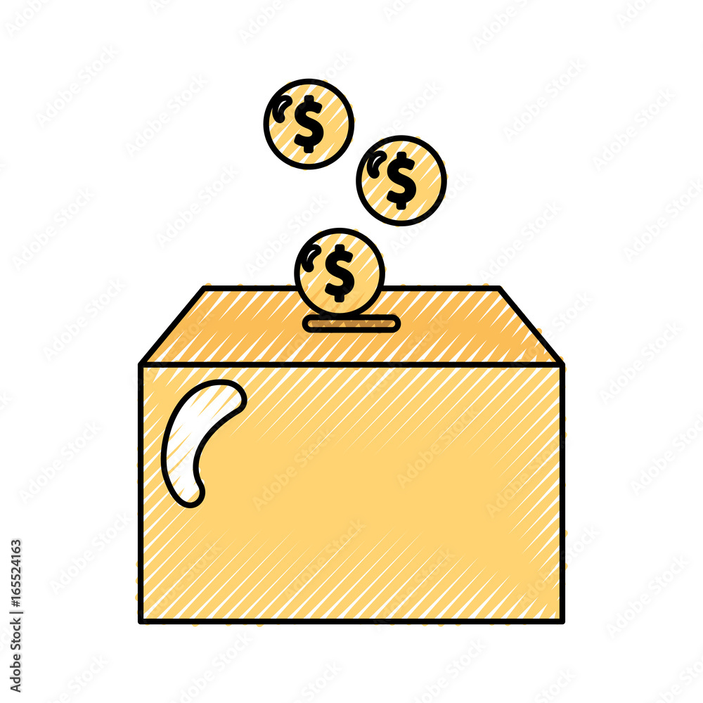 box carton packing with money vector illustration design Stock Vector ...
