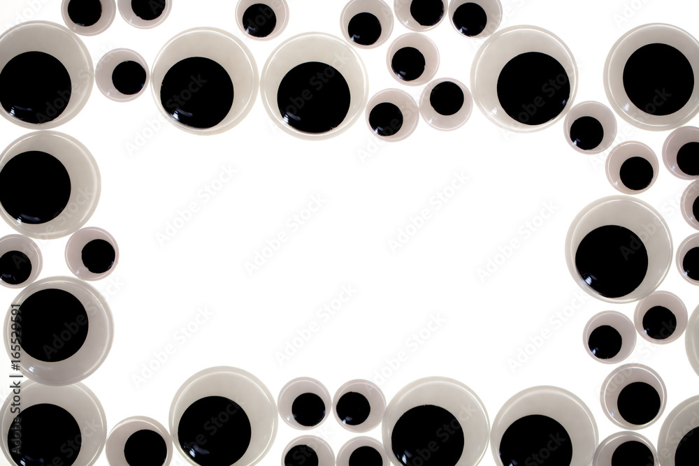 Googly eye border. A frame of funny craft toy jiggly eyes. Stock Photo ...