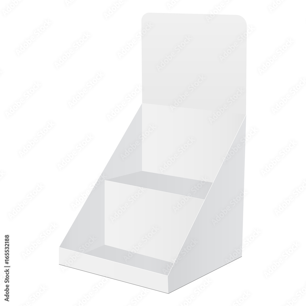 Pos cardboard blank display box with holder isolated on white ...