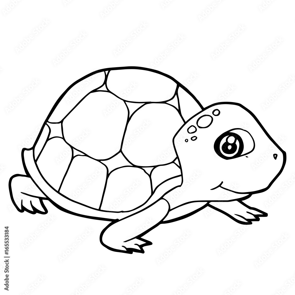 cartoon cute turtle coloring page vector illustration Stock Vector ...