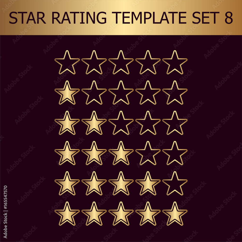 Vector star rating assessment. Illustration with golden gradient ...
