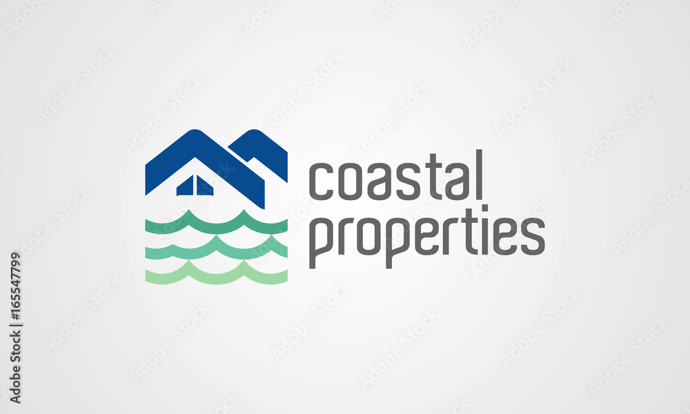 Vetor de coastal property logo, oceanfront logo design, template ...
