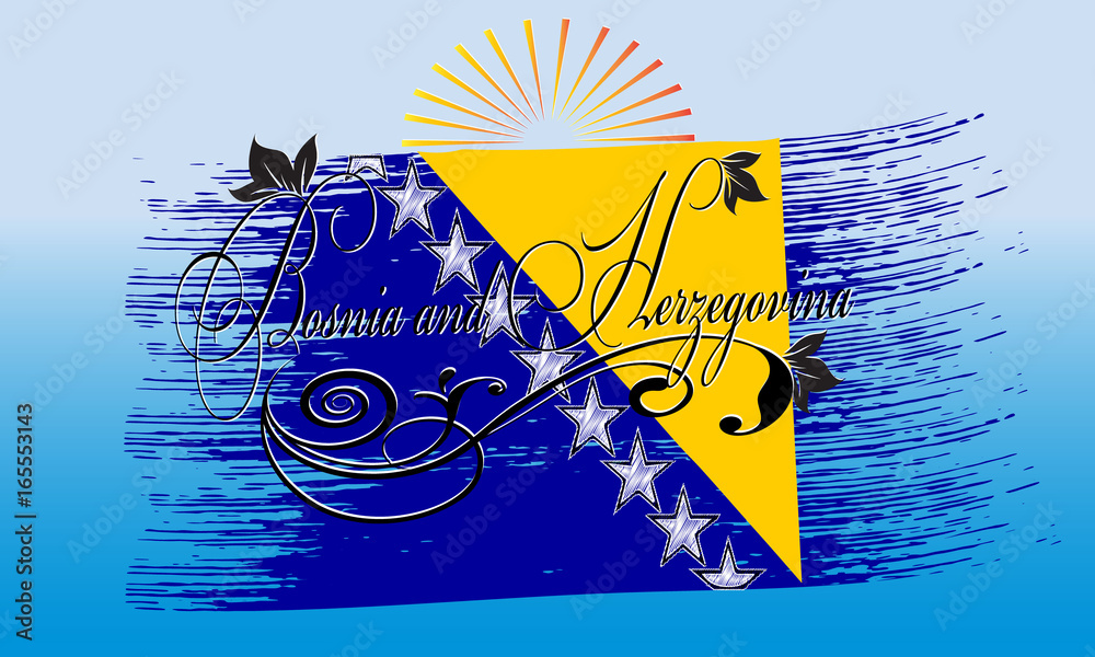 Bosnia and Herzegovina. Calligraphic cursive vintage lettering ...