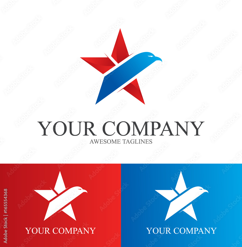 Eagle Star Logo Design Template Flat Style Design. Vector Illustration ...