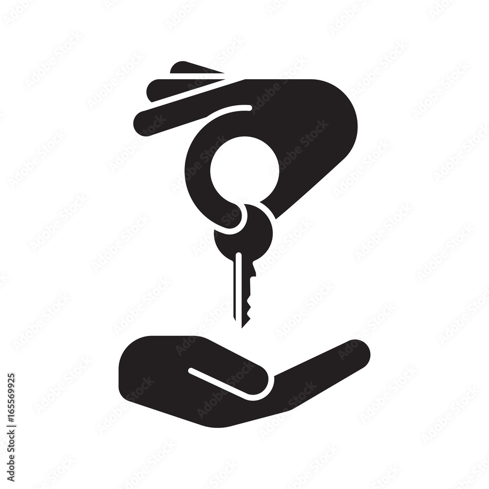Hand giving key to another hand glyph icon Stock Vector | Adobe Stock