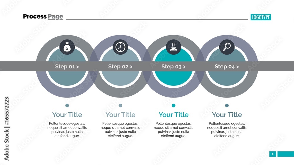 Circles Process Chart Slide Template Stock Vector | Adobe Stock