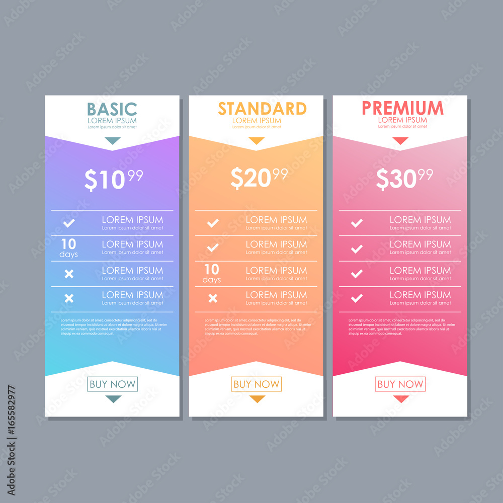 Set of offer tariffs. ui ux vector banner for web app. set of pricing ...