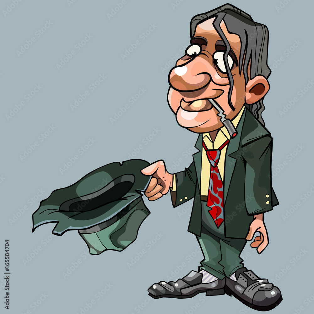 Cartoon homeless man in suit with tie asks for alms Stock Vector ...