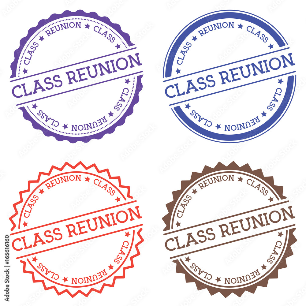 Class reunion badge isolated on white background. Flat style round ...