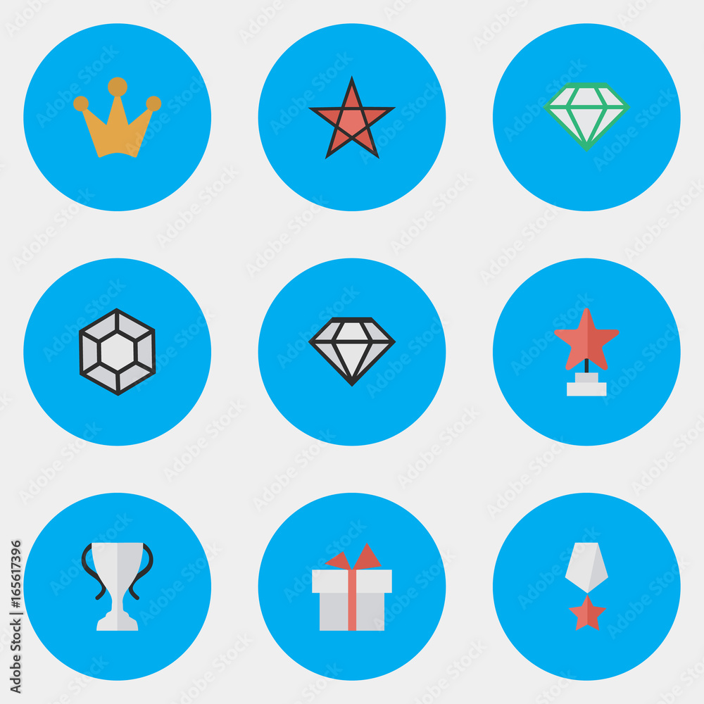 Vector Illustration Set Of Simple Reward Icons. Elements First ...