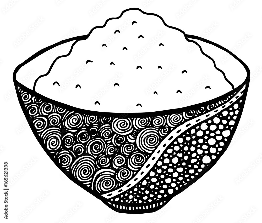 Rice cute doodle illustration design, hand drawing Stock Illustration ...