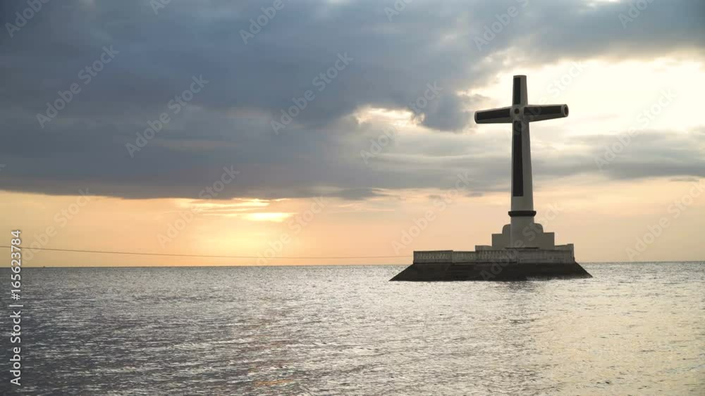 Sunken Cemetery cross in Camiguin Island, Philippines. Large crucafix ...