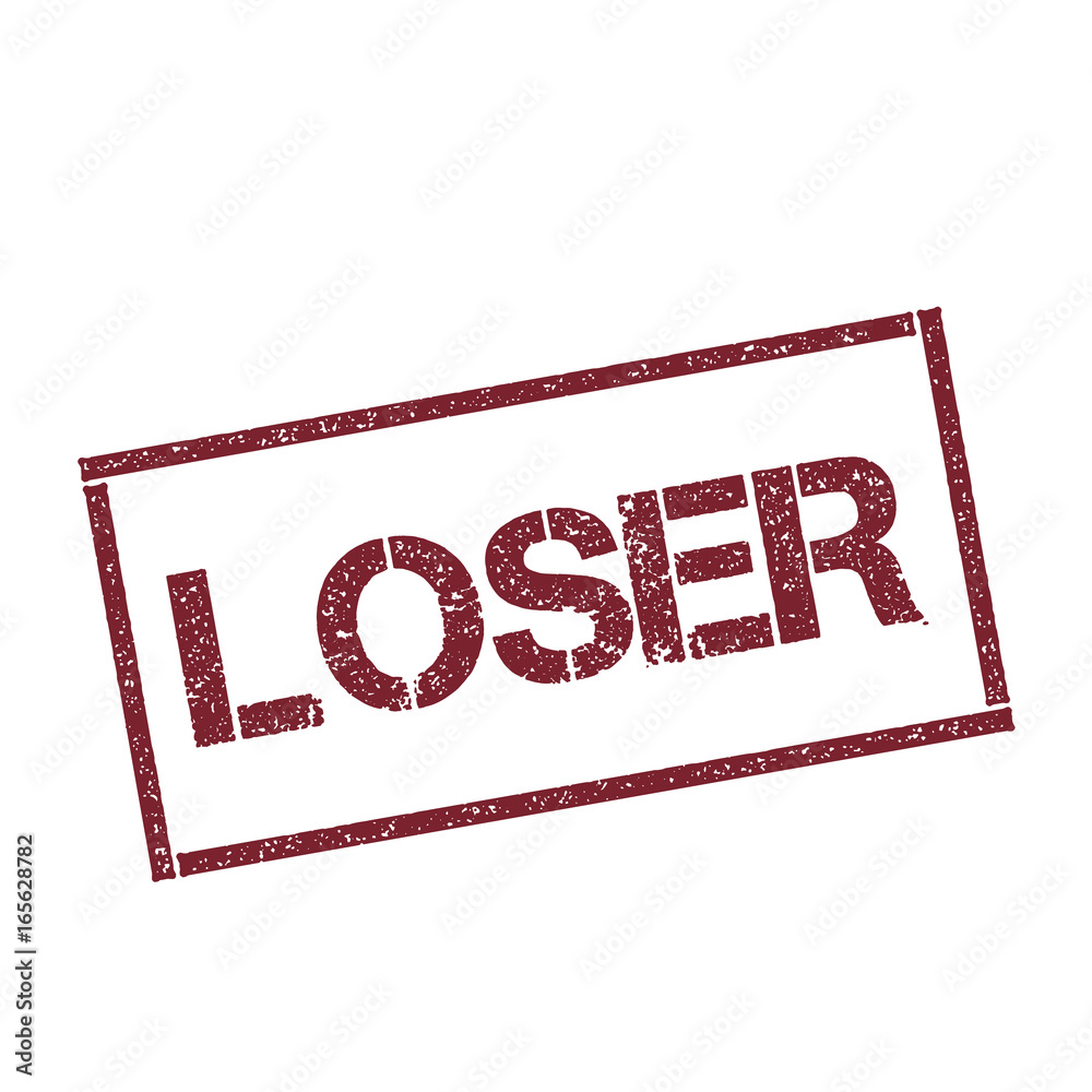 Loser rectangular stamp. Textured red seal with text isolated on white ...