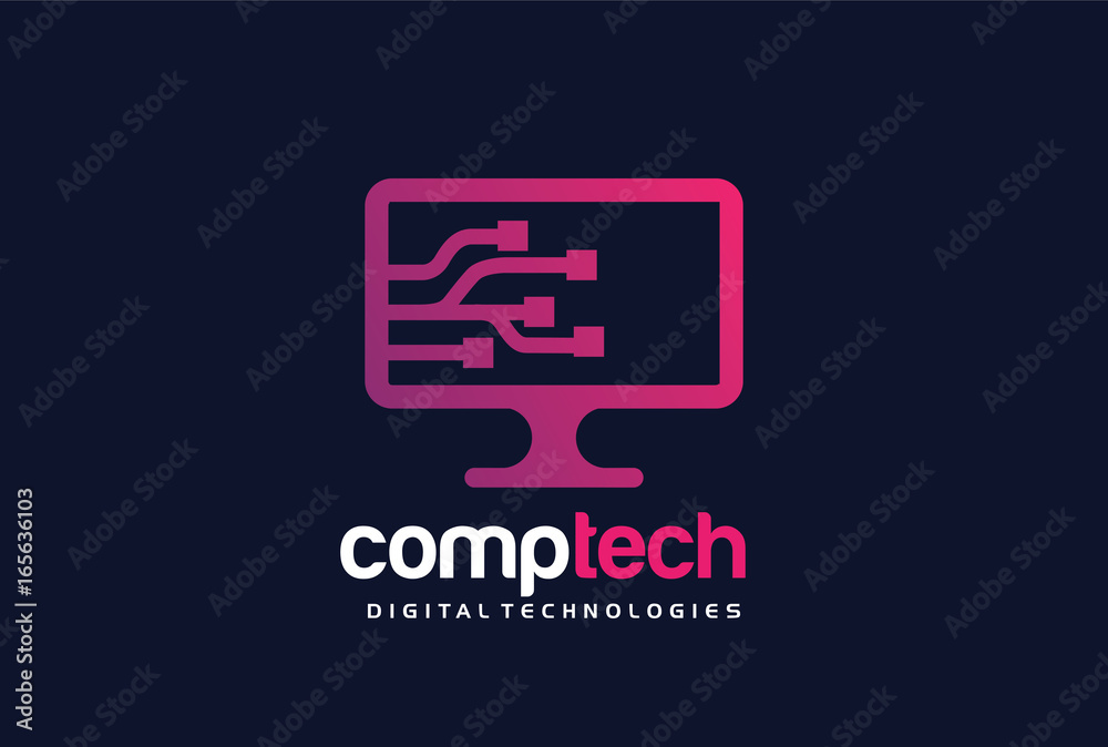 Computer Technology Logo Template Design Vector, Emblem, Design Concept ...