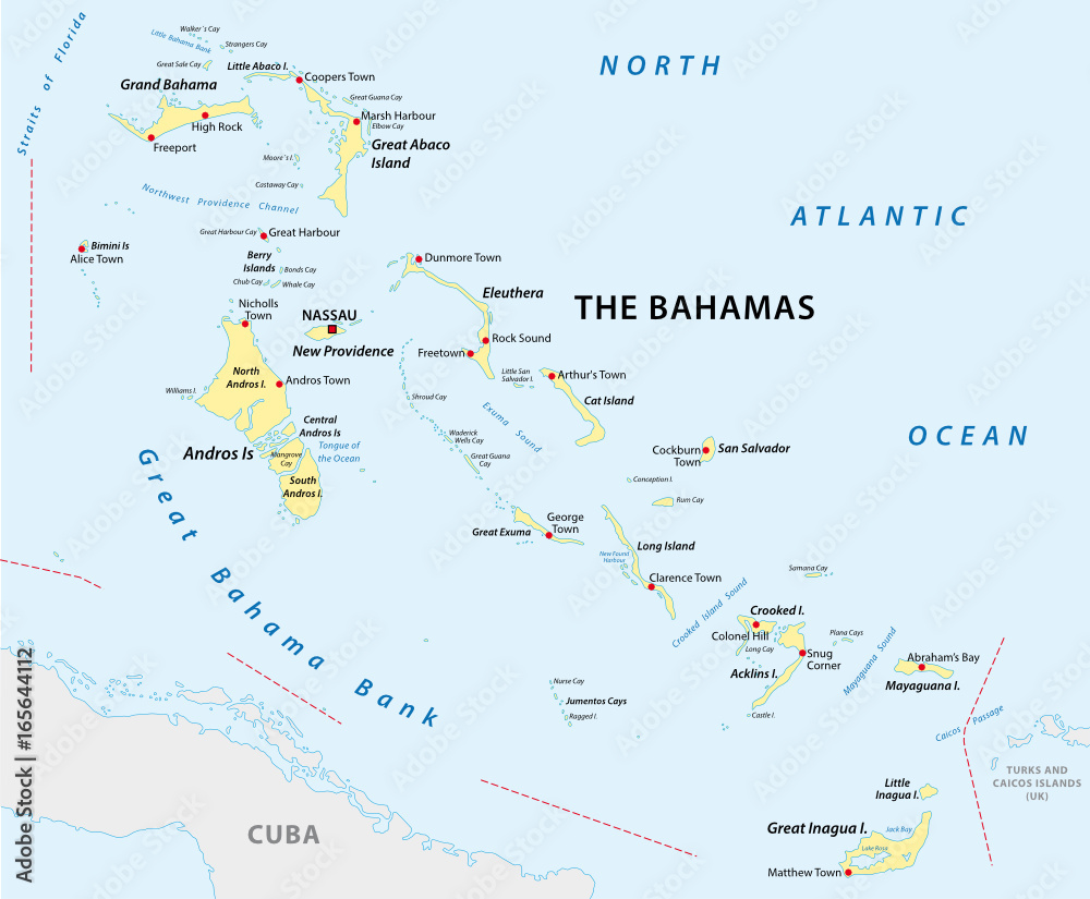 Map of The Commonwealth of The Bahamas Stock Vector | Adobe Stock