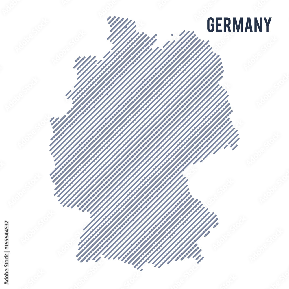 Vector Abstract Hatched Map Of Germany With Oblique Lines Isolated On A White Background Stock