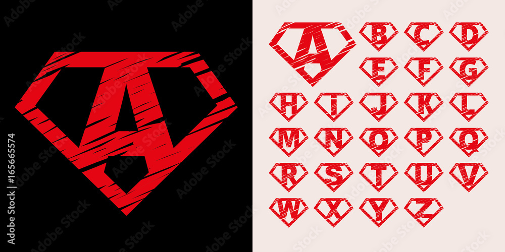 Super hero Logo Letters Supehero Alphabet Stock Vector | Adobe Stock