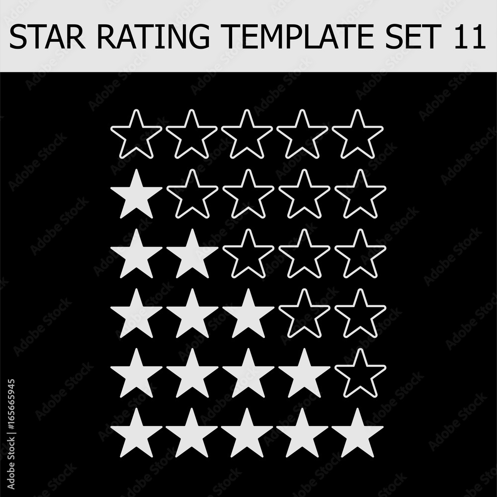 Vector star rating assessment. Black and white illustration. Template ...