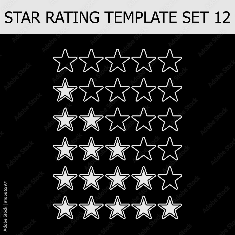 Vector star rating assessment. Black and white illustration. Template ...